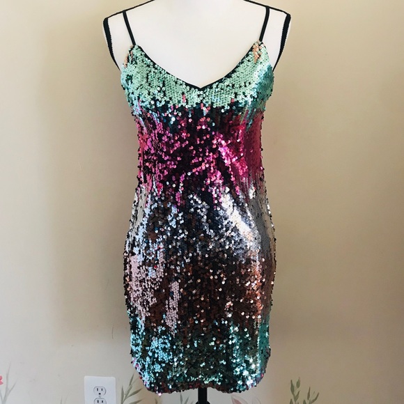 Express | Dresses | Nwt Express Gradient Sequin Cami Mini Slip Dress ...